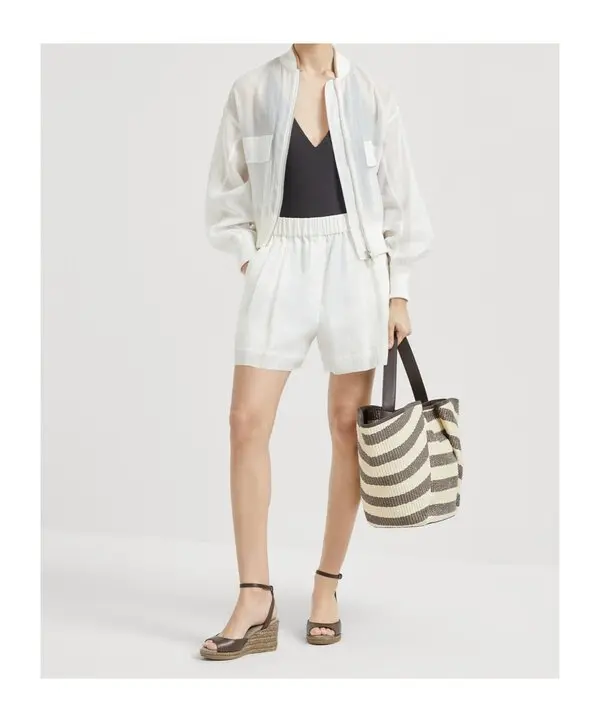 Brunello Cucinelli Striped Bomber Jacket