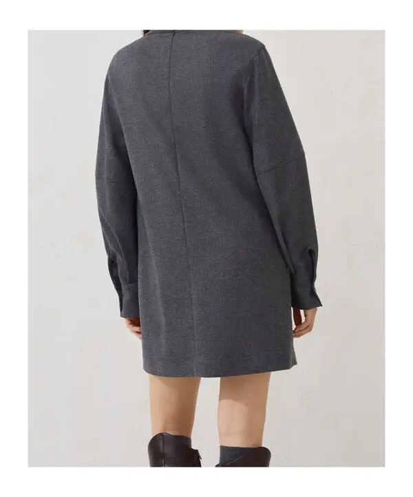 Brunello Cucinelli Long Sleeve Crewneck Dress