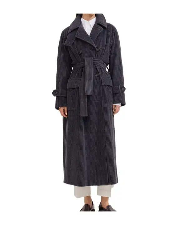 Brunello Cucinelli Corduroy Belted Double Breasted Coat