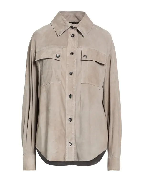 MOORER Shirt Taupe Size Leather