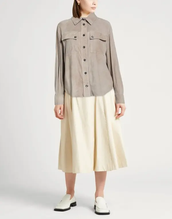 MOORER Shirt Taupe Size Leather