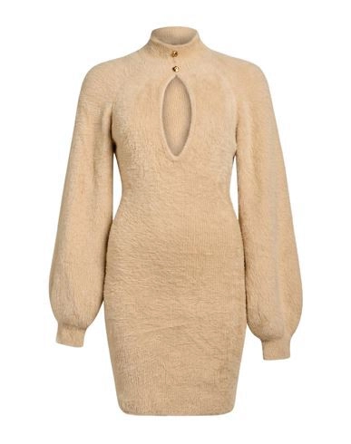 Elisabetta Franchi Bodycon Mini Dress With Mock Neck - Beige