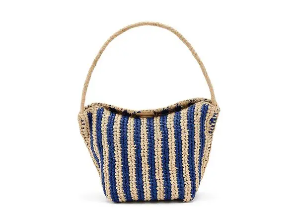 Madewell Handwoven Raffia Shoulder Bag With Striped Pattern