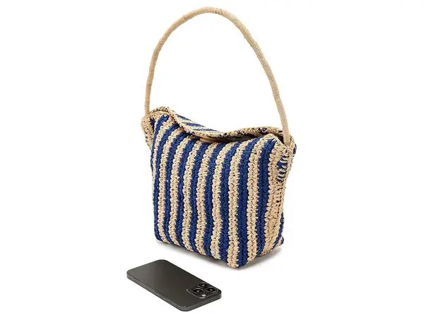 Madewell Handwoven Raffia Shoulder Bag With Striped Pattern