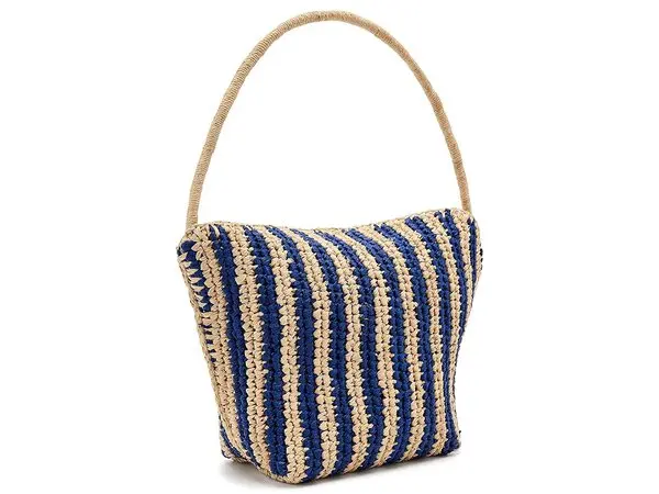Madewell Handwoven Raffia Shoulder Bag With Striped Pattern