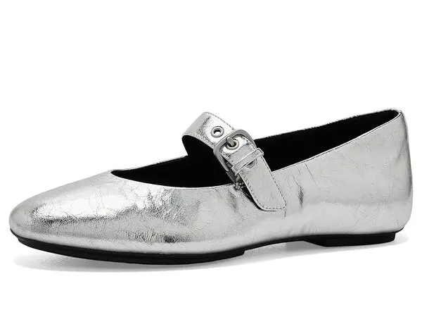 Fitflop Delicato Metallic Mary Janes Dress Flat Shoes - Silver