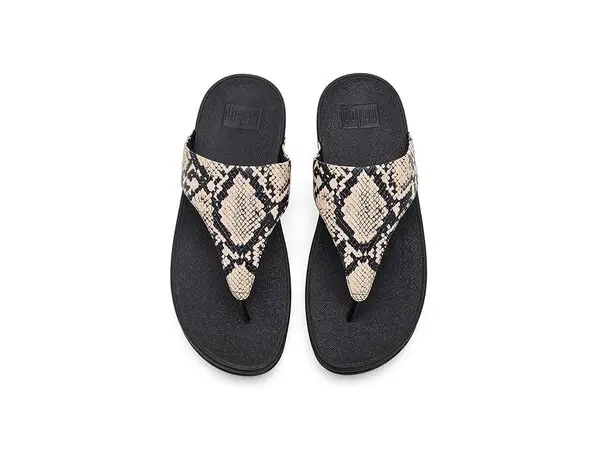Fitflop Lulu Snake Embossed Wedge Sandals - Black