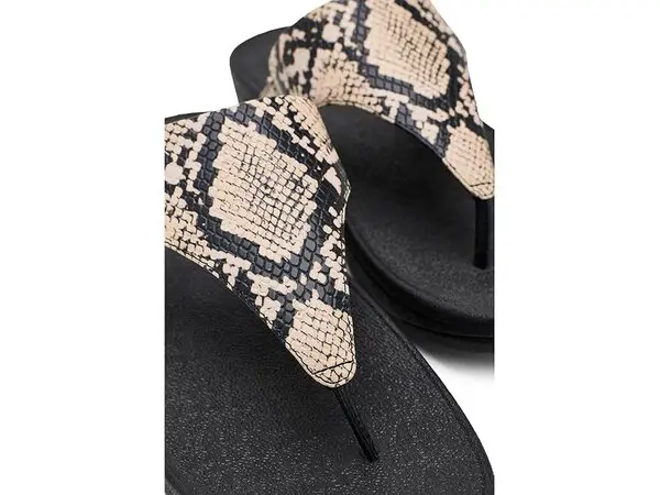 Fitflop Lulu Snake Embossed Wedge Sandals - Black