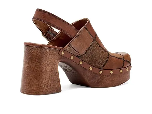 FRYE AND CO. Wylie Patchwork Clogs High Heel - Brown