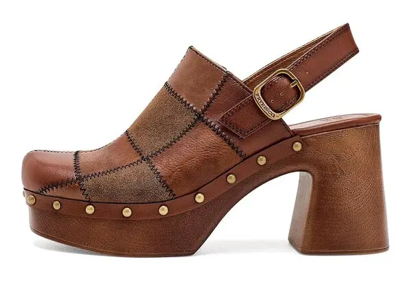 FRYE AND CO. Wylie Patchwork Clogs High Heel - Brown
