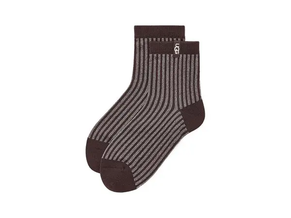 UGG Plora Shimmer Quarter Crew Cut Socks Shoes Tahoe - Brown