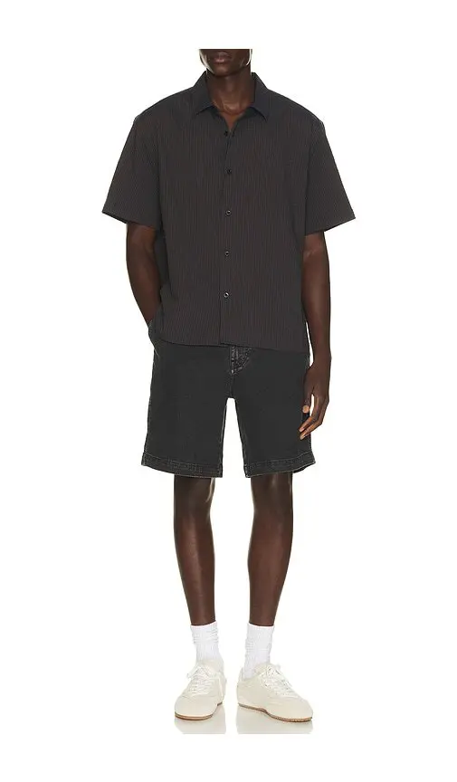 PERCIVAL Rowan Seersucker Boxy Shirt In Blue