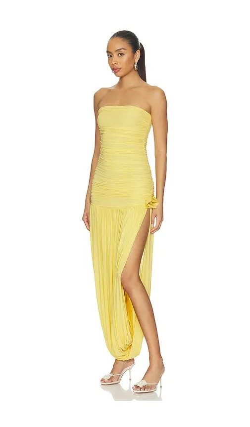 MAYGEL CORONEL Strapless Ruched Midi Dress