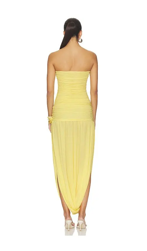 MAYGEL CORONEL Strapless Ruched Midi Dress