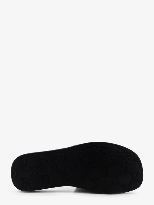 Gucci Gg Motif Leather Slides - Black