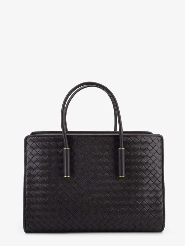 Bottega Veneta Barbara Intrecciato Leather Handbag - Black