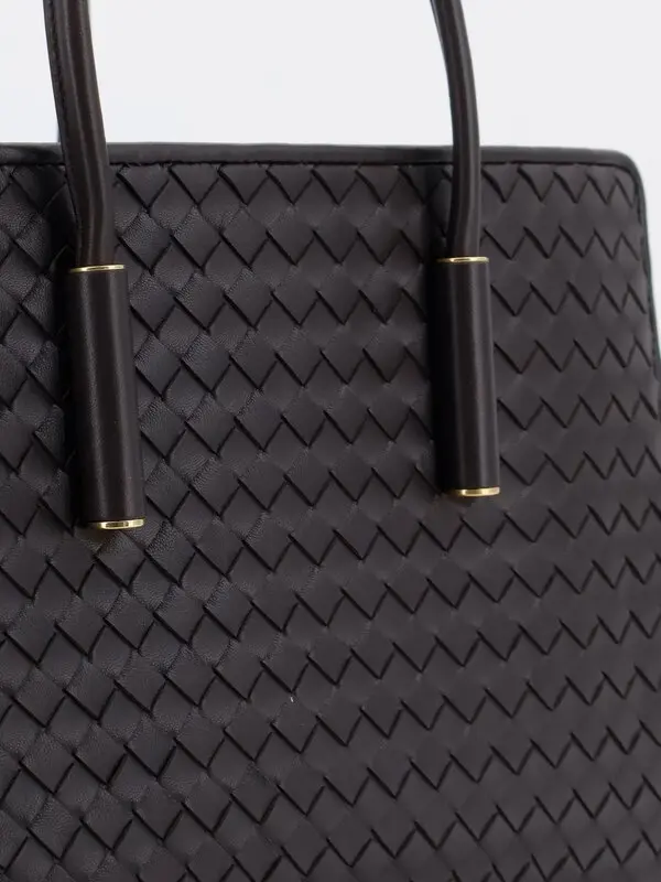 Bottega Veneta Barbara Intrecciato Leather Handbag - Black