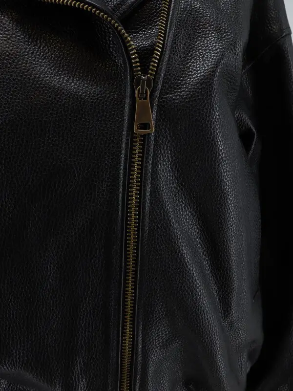 SEMICOUTURE Oversize Textured Leather Jacket With Belt