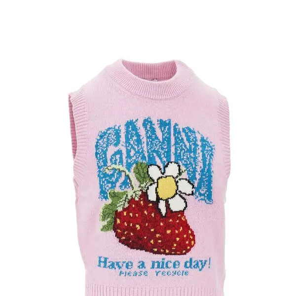 GANNI Wool-blend Knitted Top