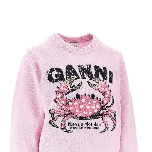 GANNI Crab Motif Wool-blend Sweater