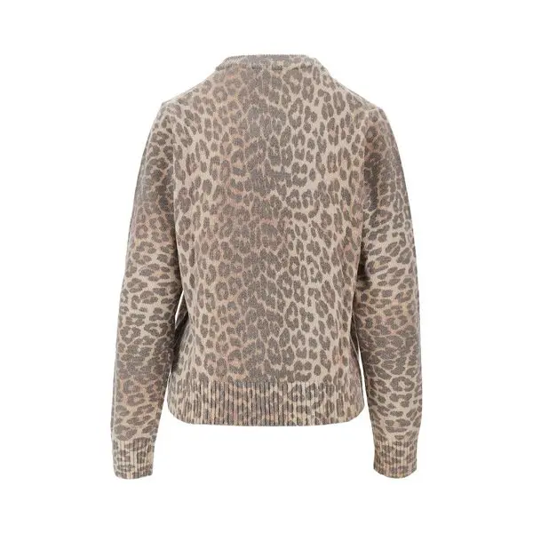 GANNI Leopard Motif Wool-blend Sweater - Multicolor