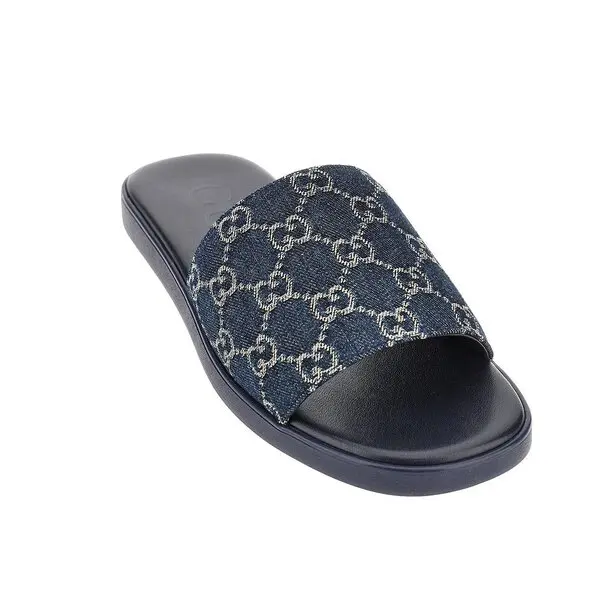 Gucci Gg Denim Slides - Blue
