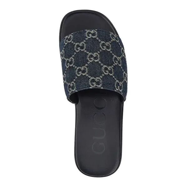 Gucci Gg Denim Slides - Blue