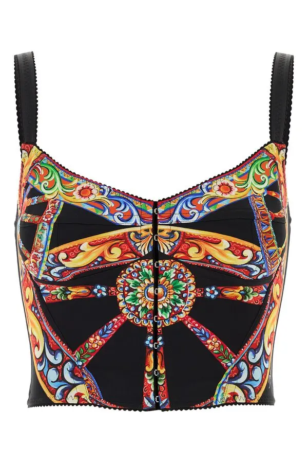 Dolce & Gabbana Printed Charmeuse Top - Red