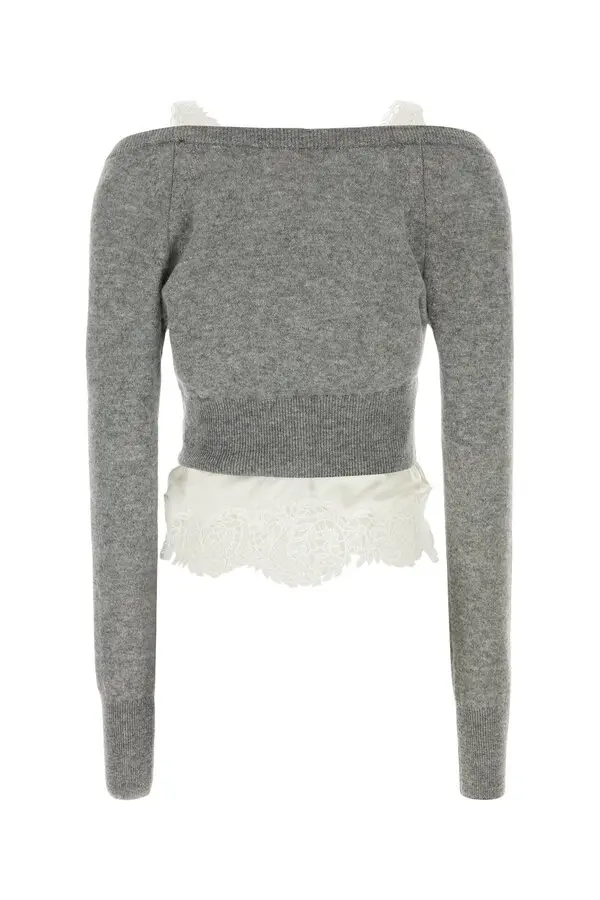 Ermanno Scervino Two-tone Cashmere And Stretch Silk Top