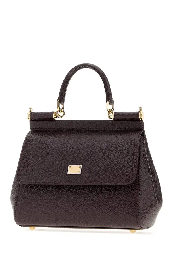 Dolce & Gabbana Aubergine Leather Medium Sicily Handbag