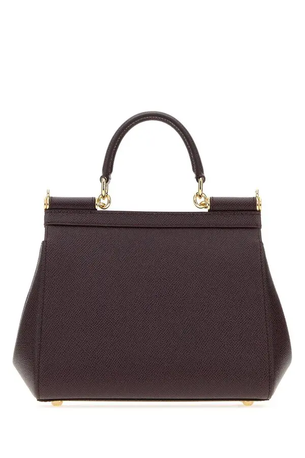 Dolce & Gabbana Aubergine Leather Medium Sicily Handbag