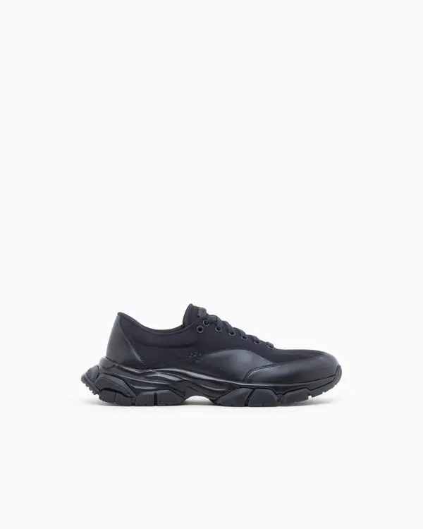 Giorgio Armani Sneaker In Nylon And Leather With Rubber Sole