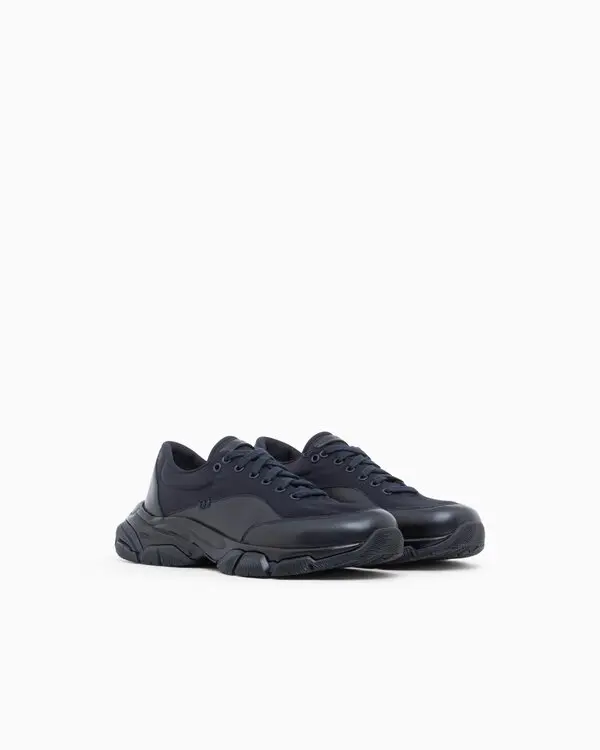 Giorgio Armani Sneaker In Nylon And Leather With Rubber Sole