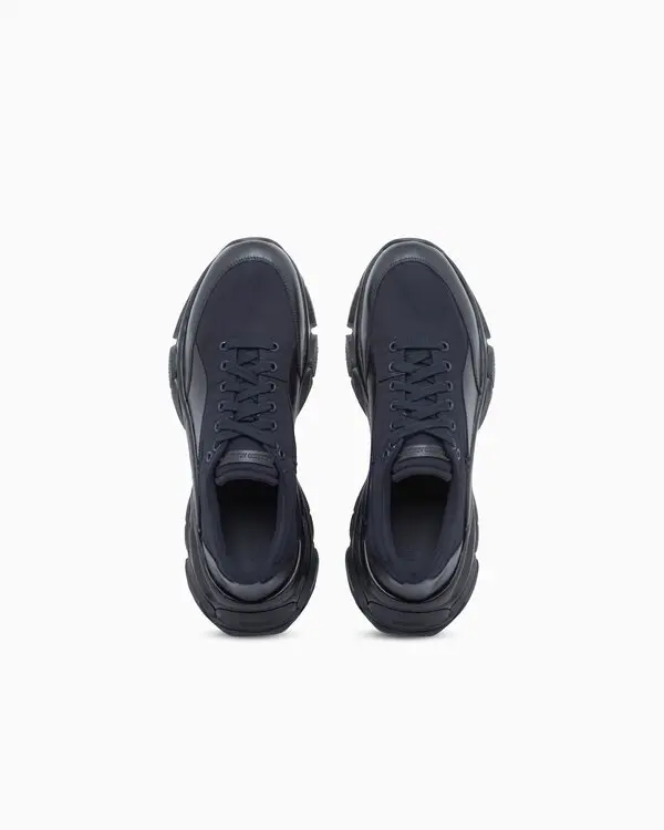 Giorgio Armani Sneaker In Nylon And Leather With Rubber Sole