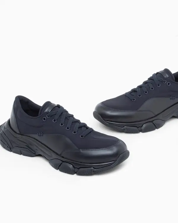Giorgio Armani Sneaker In Nylon And Leather With Rubber Sole