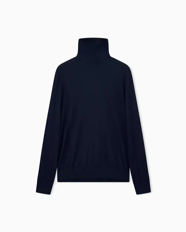 Giorgio Armani Sweater Regular Fit Plain Knit Cashmere - Black