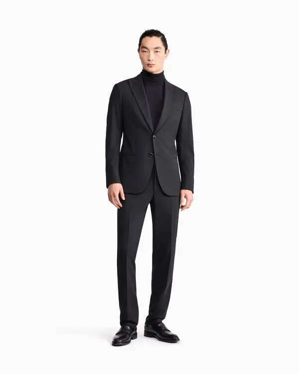 Giorgio Armani Sweater Regular Fit Plain Knit Cashmere - Black