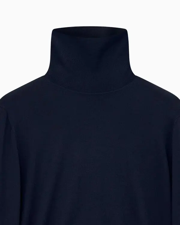 Giorgio Armani Sweater Regular Fit Plain Knit Cashmere - Black