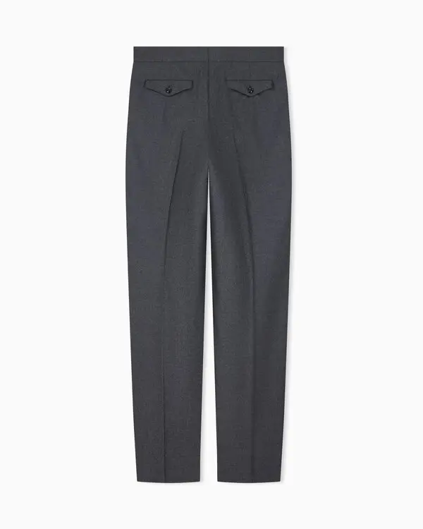 Giorgio Armani Oversized Double Pleat Trousers In Virgin Wool Flannel