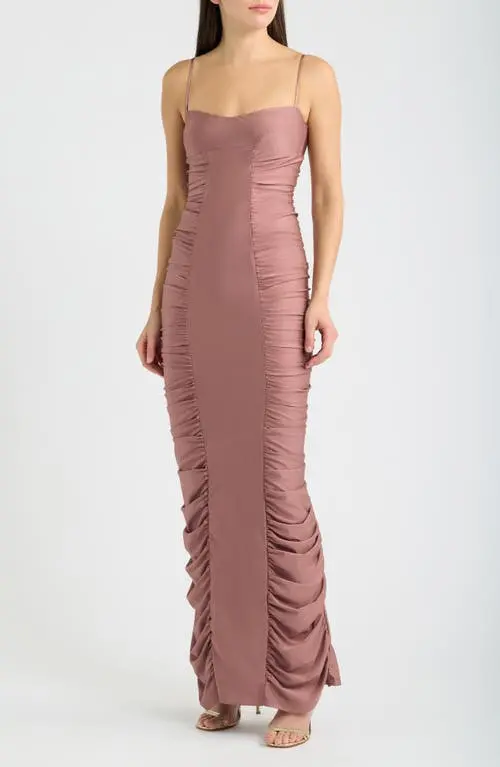 Black Halo Amoria Stretch Satin Body-con Gown - Dusk