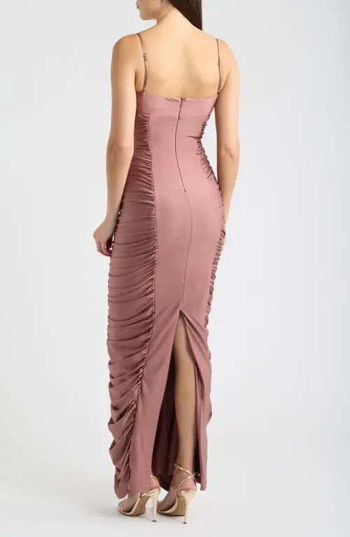 Black Halo Amoria Stretch Satin Body-con Gown