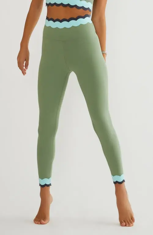 Beach Riot Stacy Scalloped High Waist 7/8 Leggings - Sage Mist