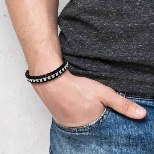 Lucky Brand Woven & Stainless Link Bracelet