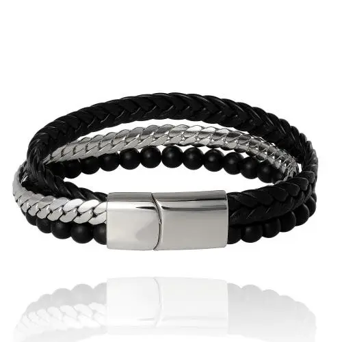 Lucky Brand 3-row Chain & Bead Bracelet