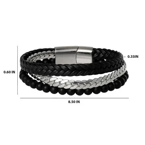 Lucky Brand 3-row Chain & Bead Bracelet