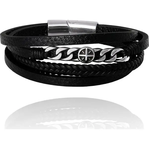 Lucky Brand Multi-row Chain Bracelet With Compass Emblem