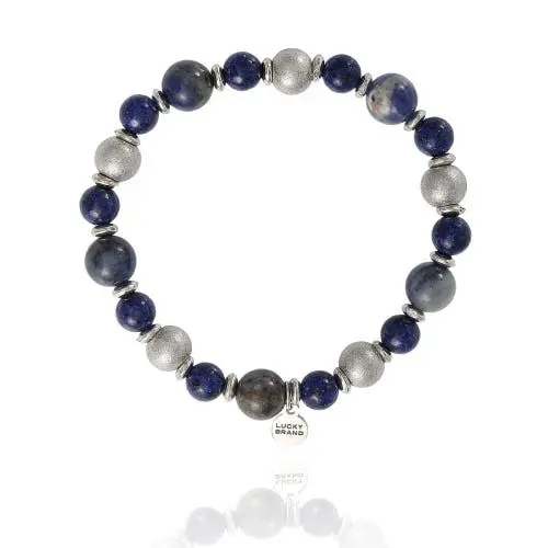 Lucky Brand Sodalite & Silver-tone Beaded Stretch Bracelet