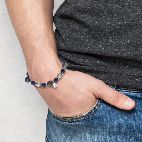 Lucky Brand Sodalite & Silver-tone Beaded Stretch Bracelet