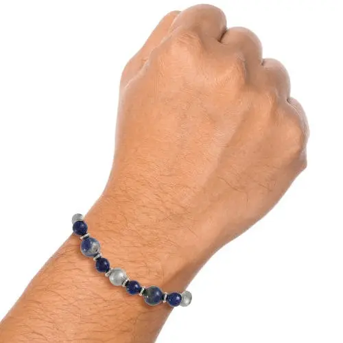 Lucky Brand Sodalite & Silver-tone Beaded Stretch Bracelet