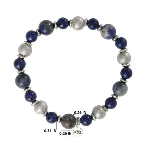 Lucky Brand Sodalite & Silver-tone Beaded Stretch Bracelet